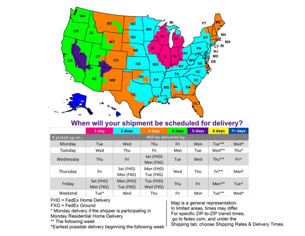 Fedex zone chart map for 21032 - mazcustomer